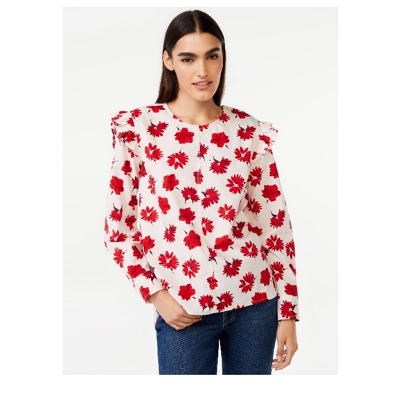 Free Assembly | Tops | Free Assembly Button Shoulder Long Sleeve Blouse ...